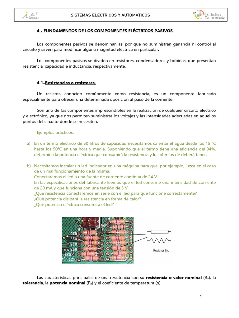 4 - Fundamentos de Los Componentes Eléctricos Pasivos | PDF | Inductor ...