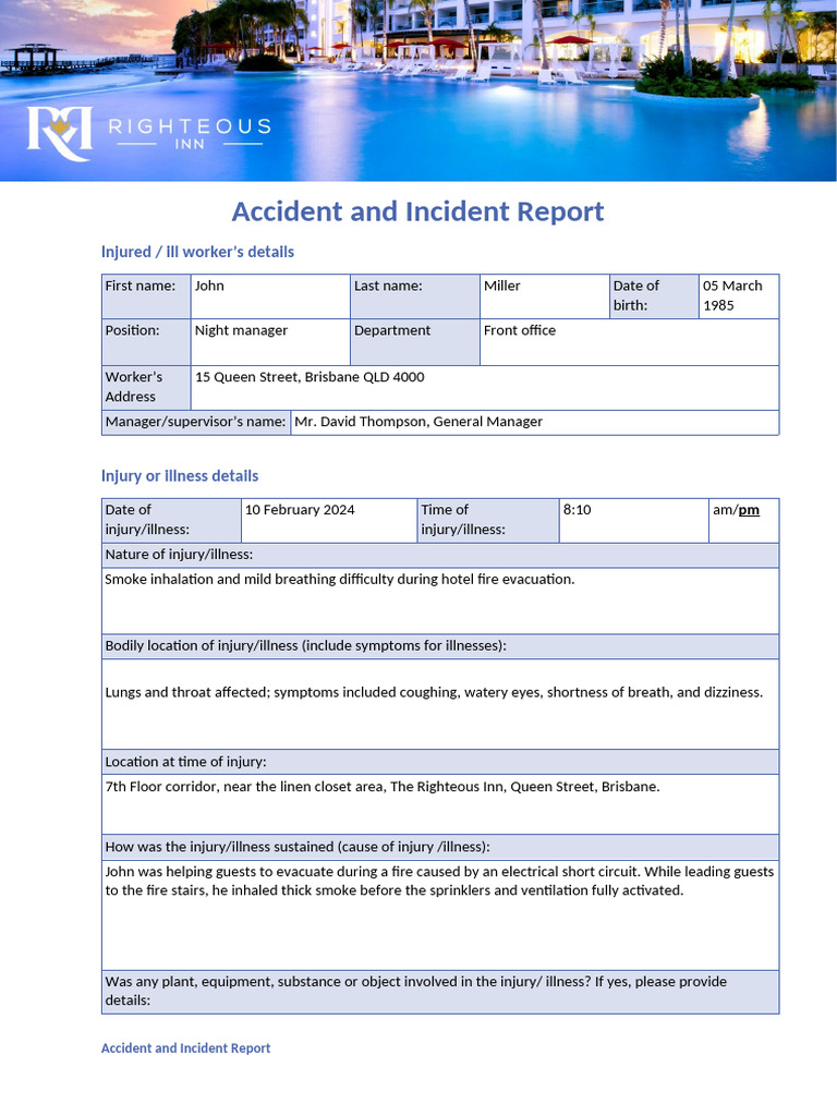 SITXWHS005 The Righteous Inn - Accident and Incident Report 22.55.32 ...
