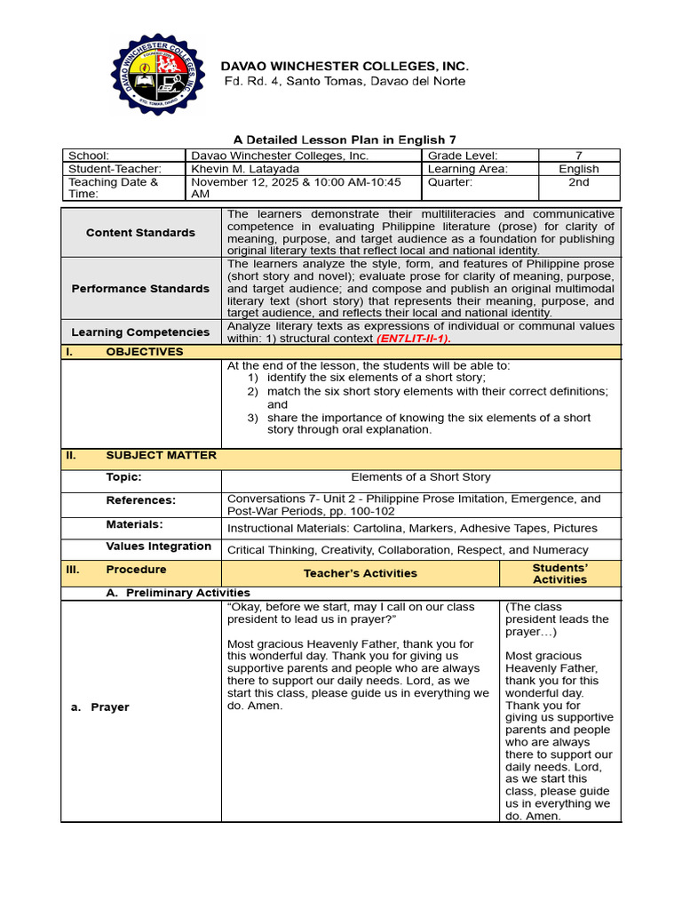 Demo Lesson Plan (3) | PDF | Narration | Cognition