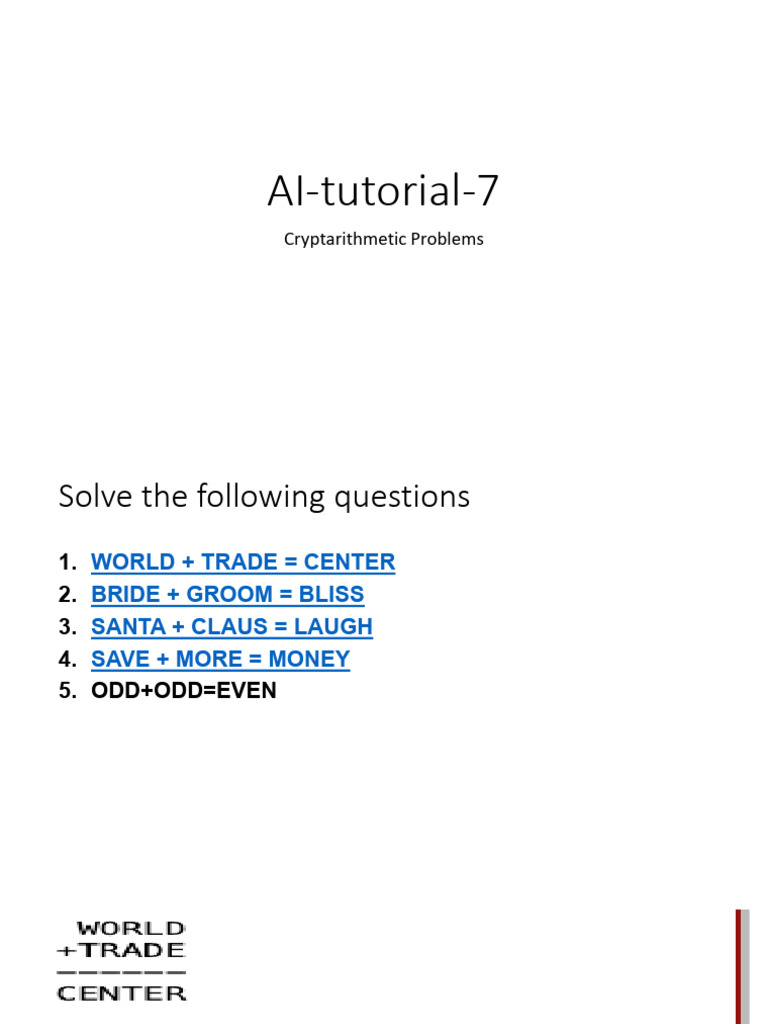 Cryptarithmetic Ai | PDF
