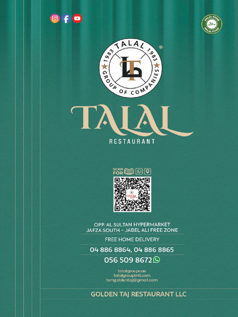 Talal Restaurant Menu New | PDF