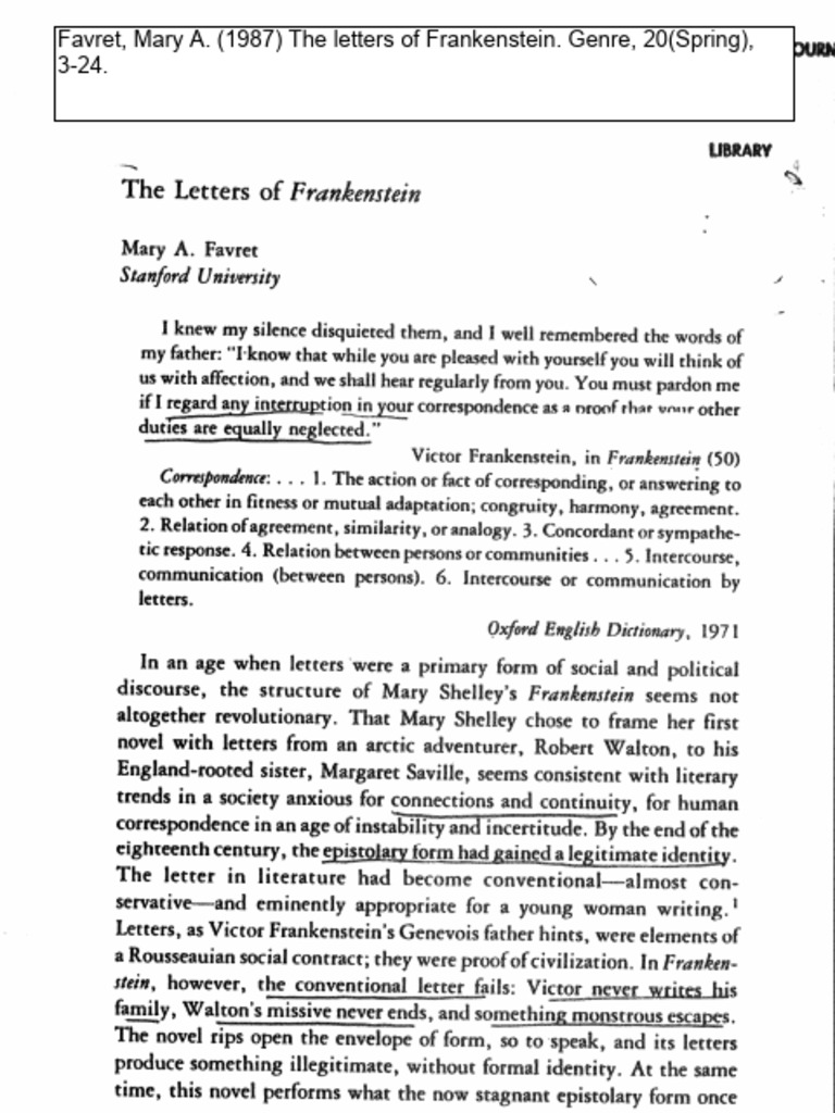 20250609T210220 Engl30013 The Letters of Frankenstein | PDF