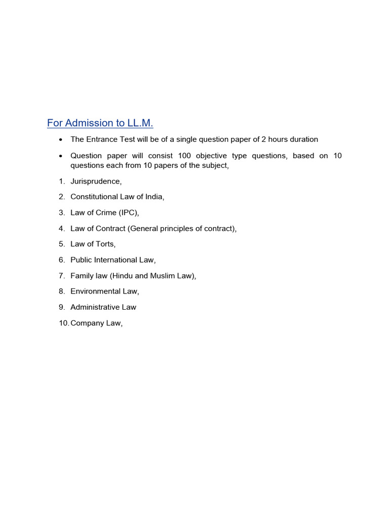 LLM Entrance[1] | PDF | Tort | International Law