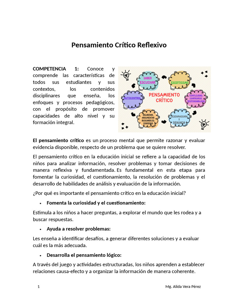 2.- Separata de Pensamiento Crítico-competencia 1 | PDF | Pensamiento | Pensamiento crítico