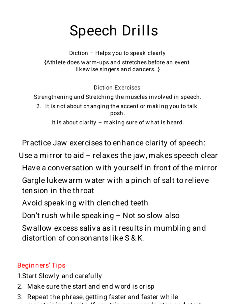 Speech Drills | PDF