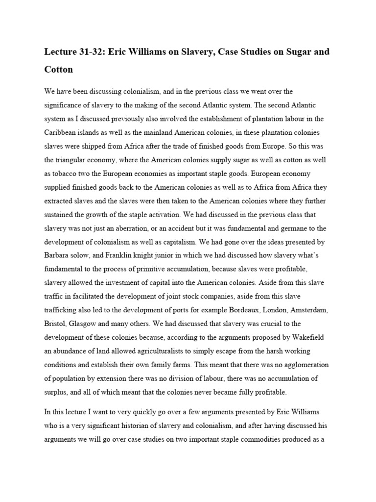 Eric Williams: Slavery and Capitalism Insights | PDF | Capitalism | Slavery