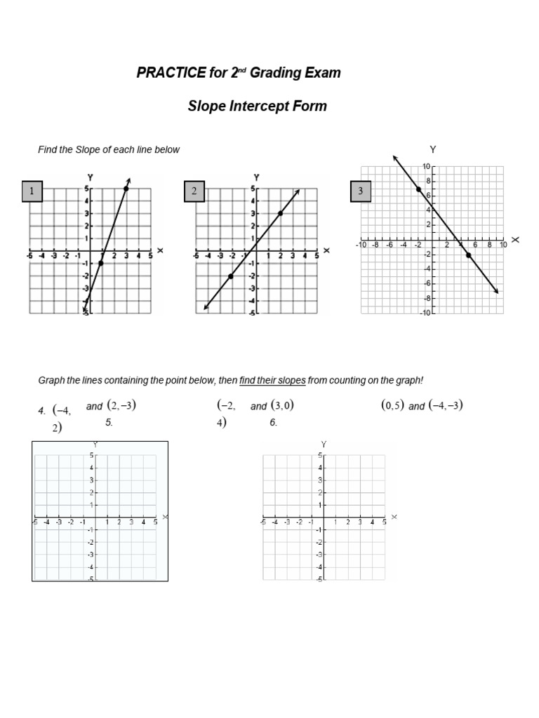 Slope and Graphing Practice Exam | PDF | Mathematics | Chess Theory