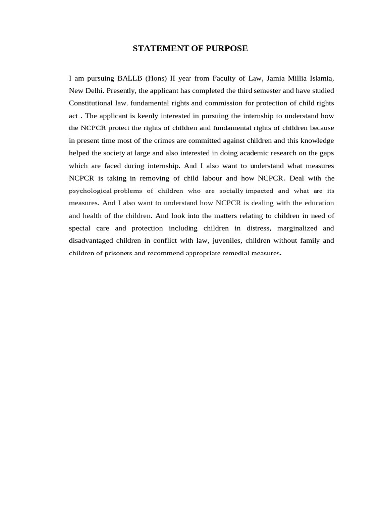 Statement of Purpose | PDF