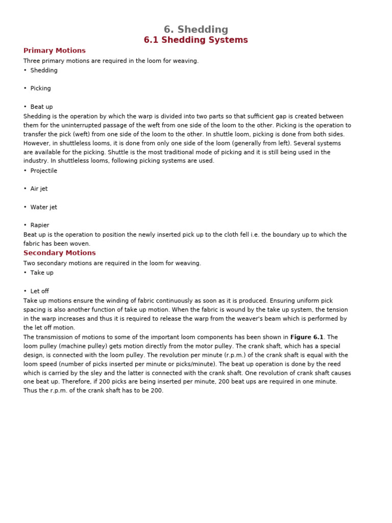 FF2 E Shedding | PDF | Loom | Weaving