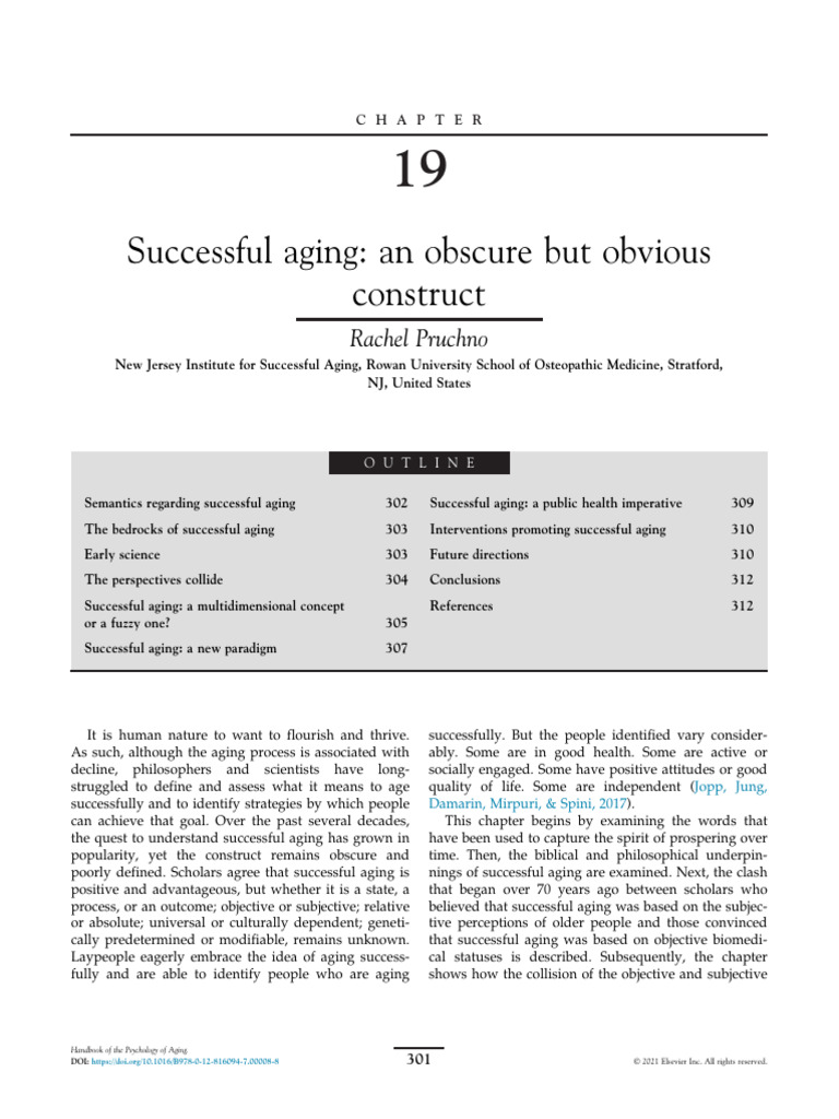 Chapter 19 - Successful Aging An Obscure But Obvious Construct | PDF ...