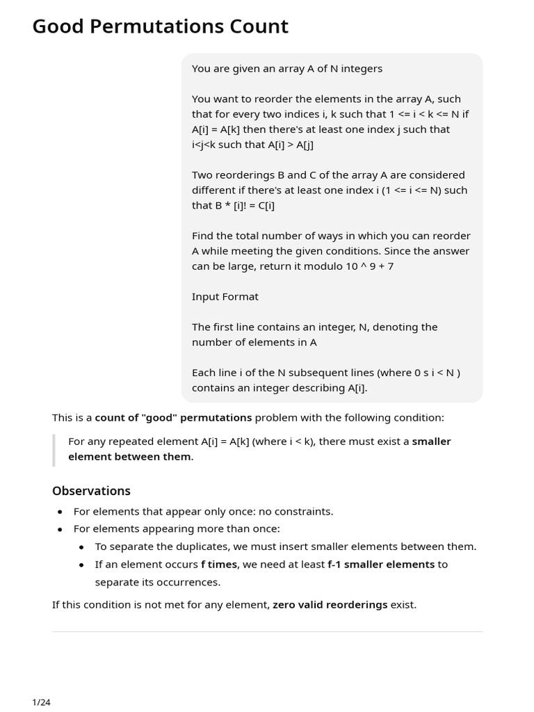 Good Permutations Count | PDF | C++ | Namespace