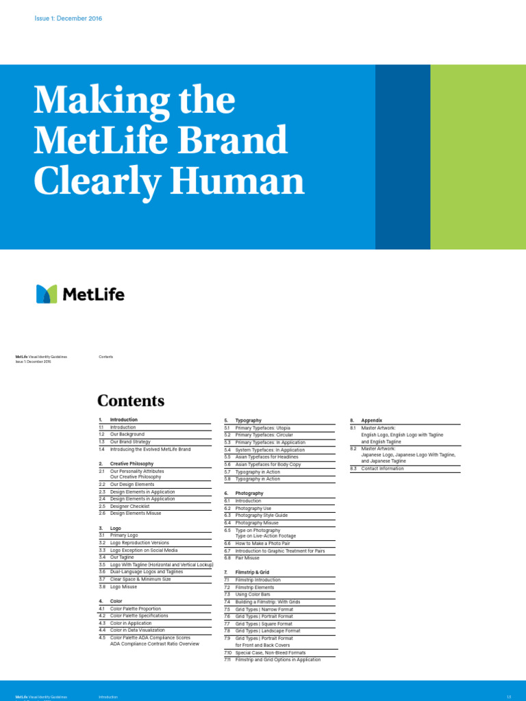 MetLife Brand Visual Identity Guide | PDF | Logos | Brand