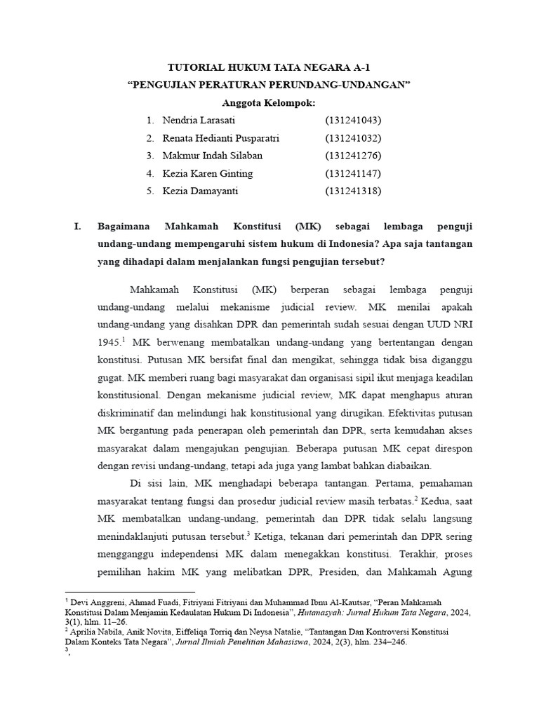 HTN TutorialPengujianPeraturanPerundangUndangan Nendria Larasati | PDF