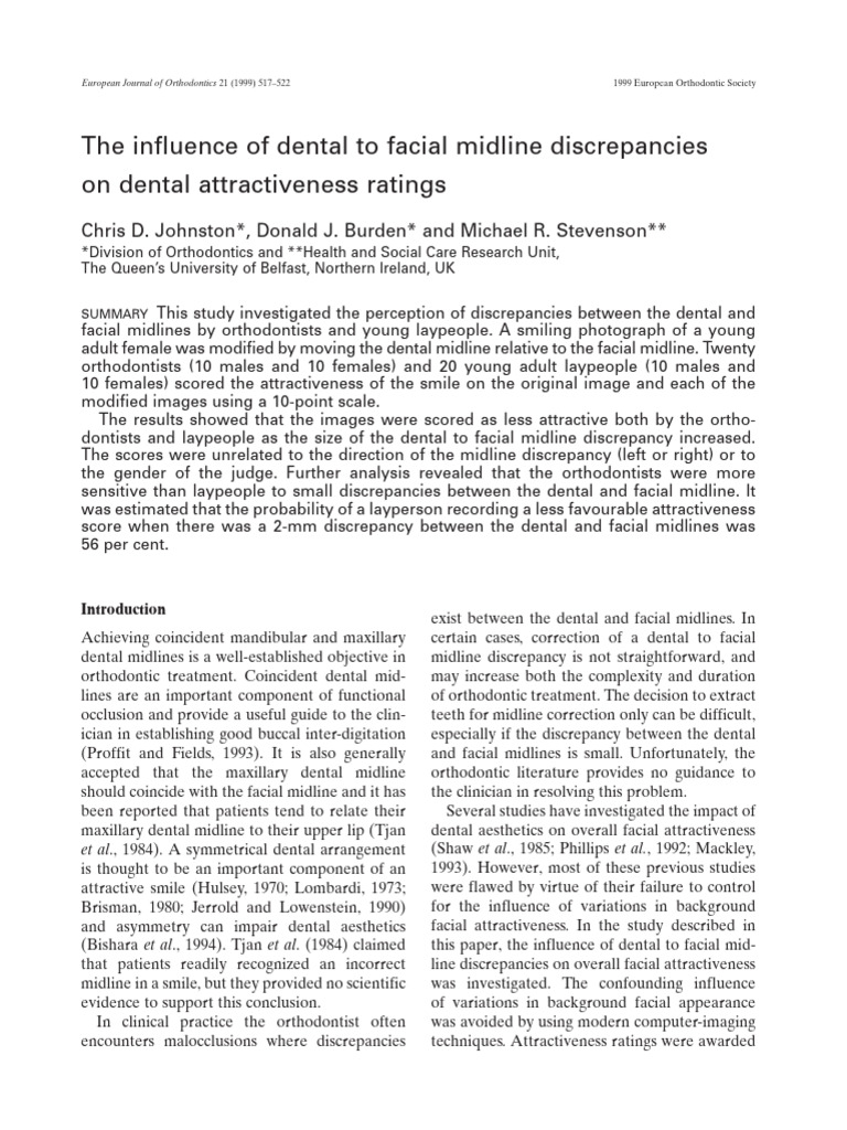 The Influence of Dental To Facial Midline Discrepancies On Dental ...