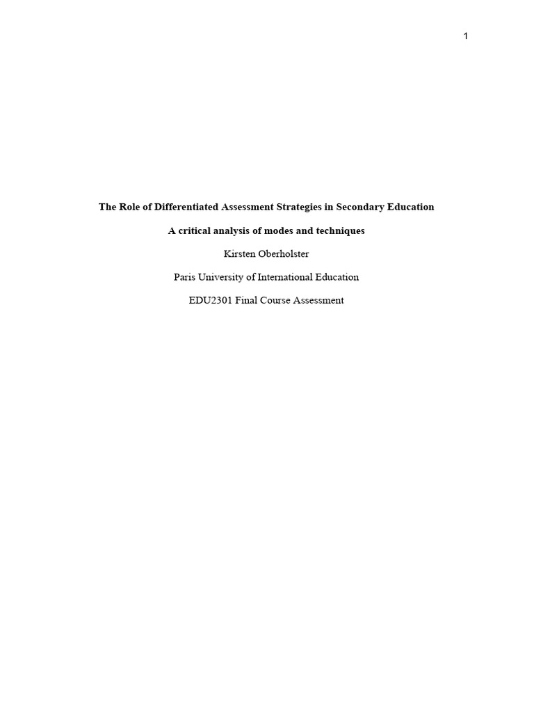 Differentiated Assessment in Secondary Education | PDF | Educational ...