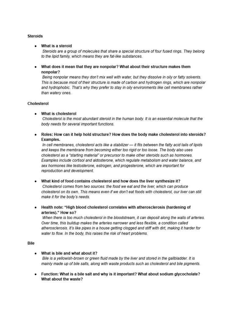 Steroids Script | PDF | Bile | Cholesterol