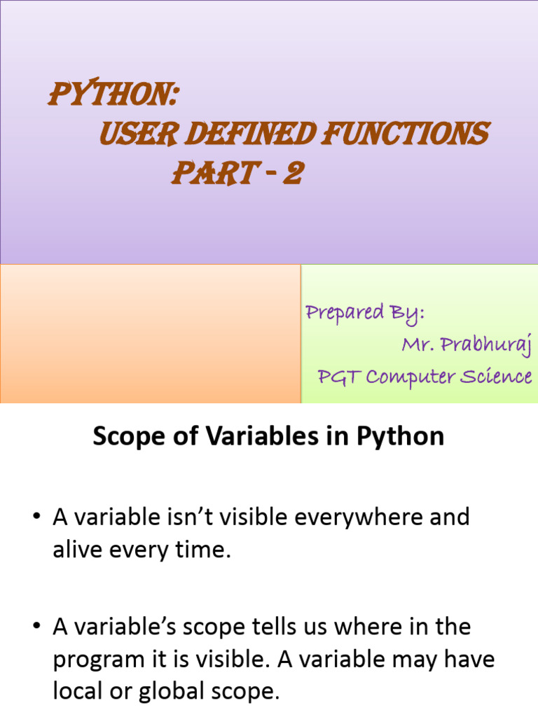 User Defined Functions (Part 2) | PDF | Parameter (Computer Programming) | Scope (Computer Science)