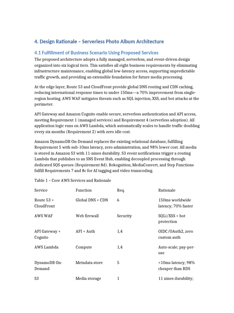 Design Rationale With Tables | PDF | Amazon Web Services | Distributed ...