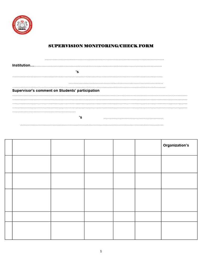 Siwes Supervisory Check Form | PDF