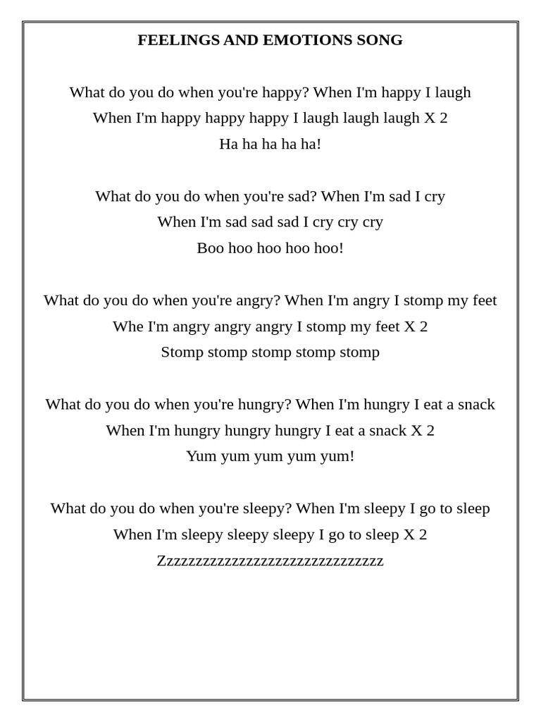 Feelings and Emotions Song Lyrics | PDF