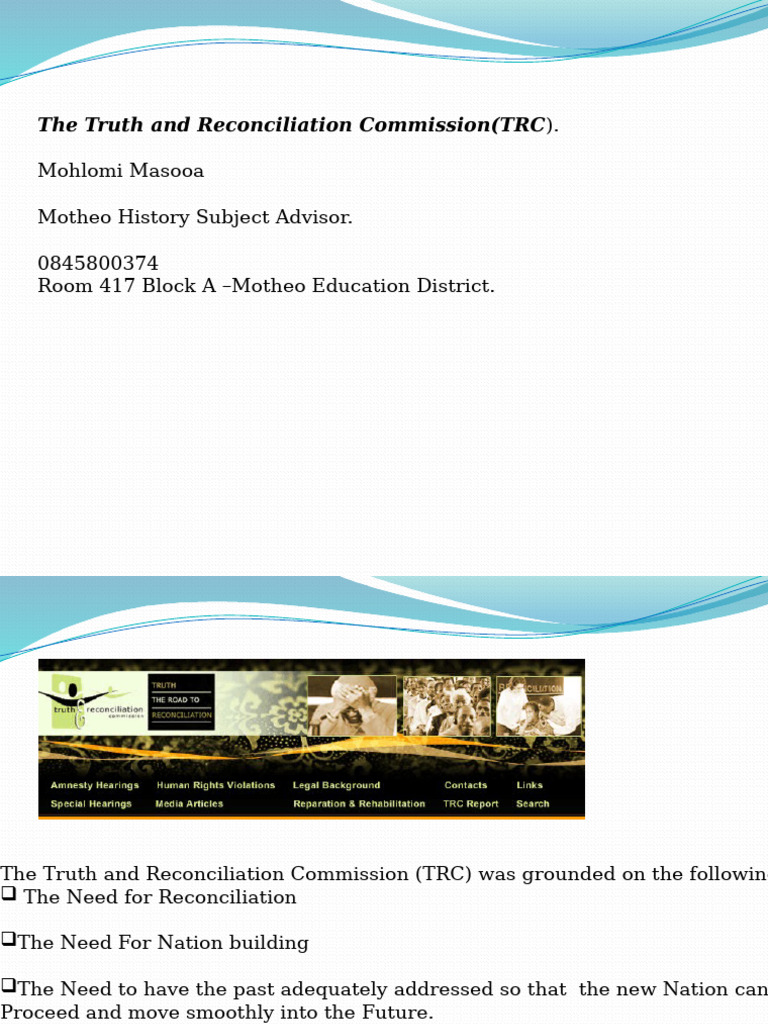 TRC-Summary 1 | PDF | Politics Of South Africa | Apartheid