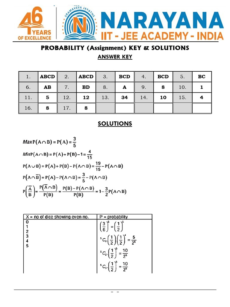 SR Star Co SC - Model A (Epitome) - Toppers - Pta-15 - (Mathematics) - SPL Assignment Key&Sol | PDF