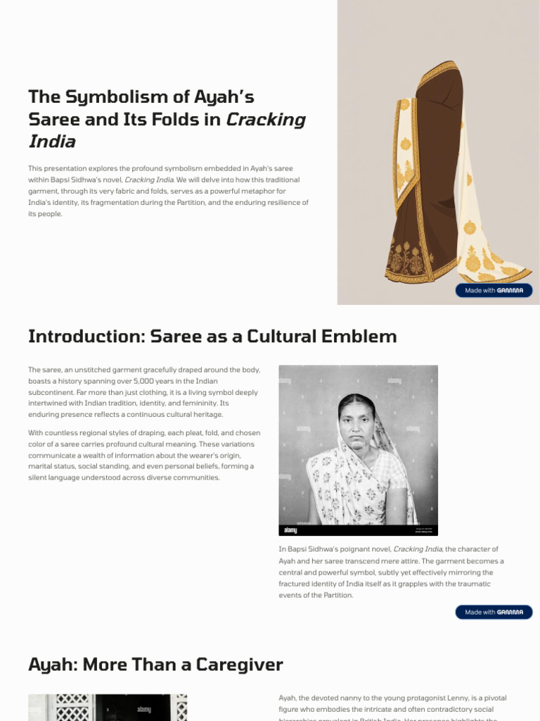 The Symbolism of Ayahs Saree and Its Folds in Cracking India | PDF