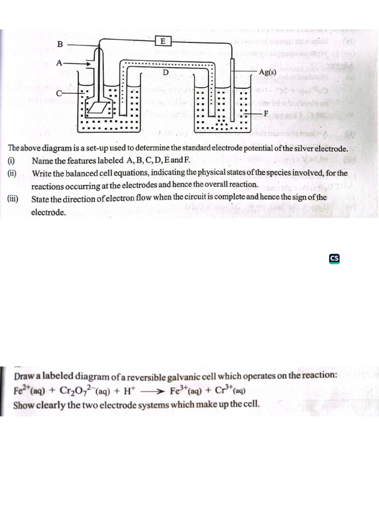 Electrochemical Cell Questions | PDF