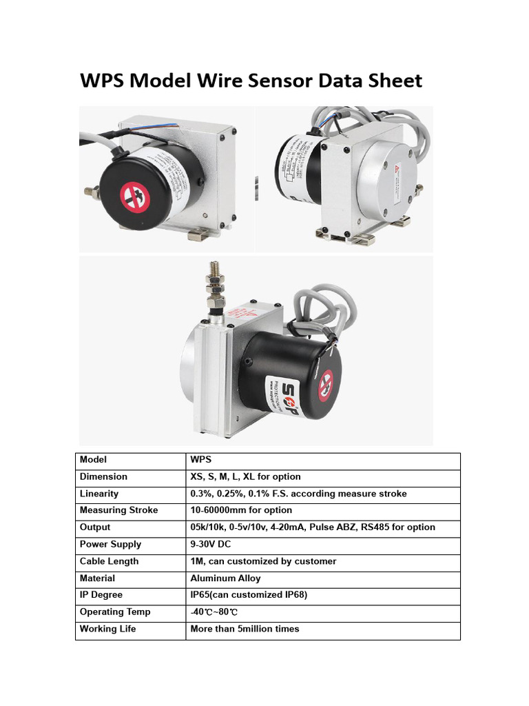 Wire Sensor Data Sheet | PDF
