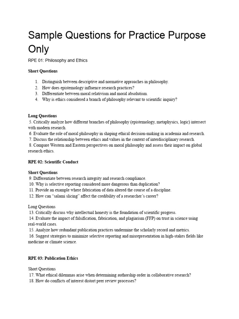 Sample Questions for Practice Purpose Only | PDF | Open Access | Plagiarism