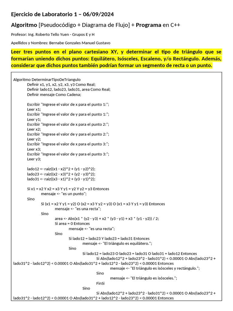 H_Ejercicio_Laboratorio_1_Bernabe | PDF | C ++ | Desarrollo de software