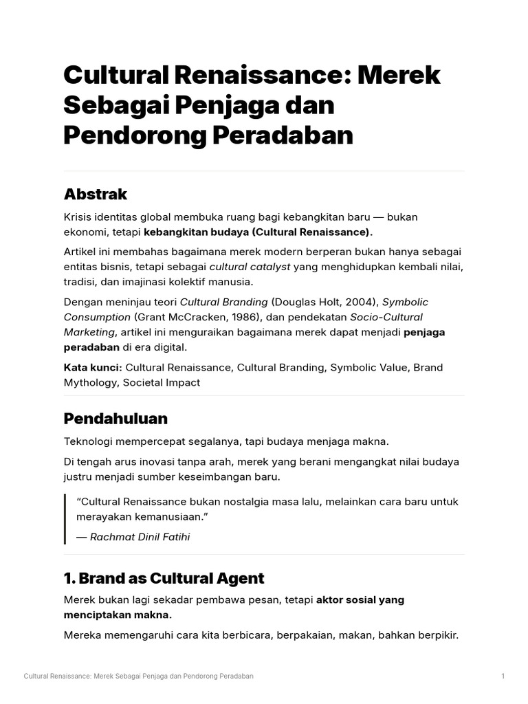 Merek sebagai Penjaga Budaya Modern | PDF