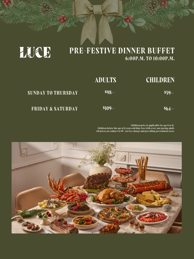 LUCE Pre-Festive Dinner Buffet | PDF | Sushi | Pasta