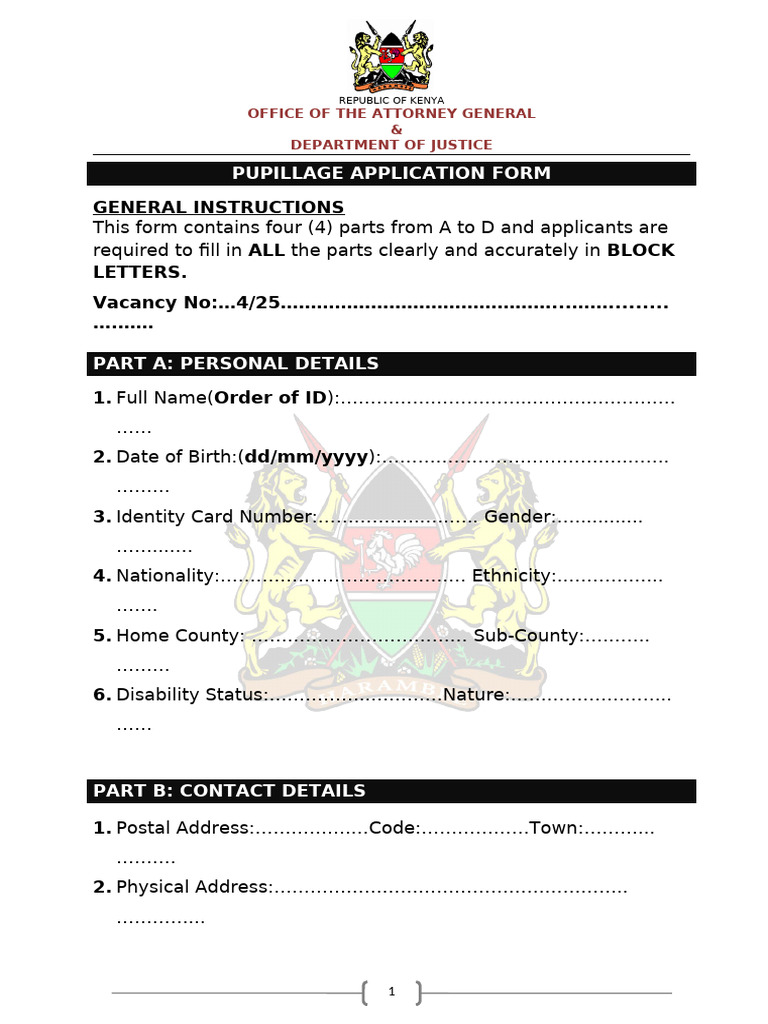 Pupillage Application Form | PDF