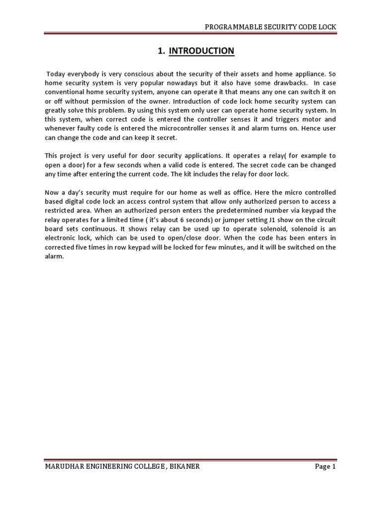 Report On Security Code Lock | PDF | Soldering | Rectifier