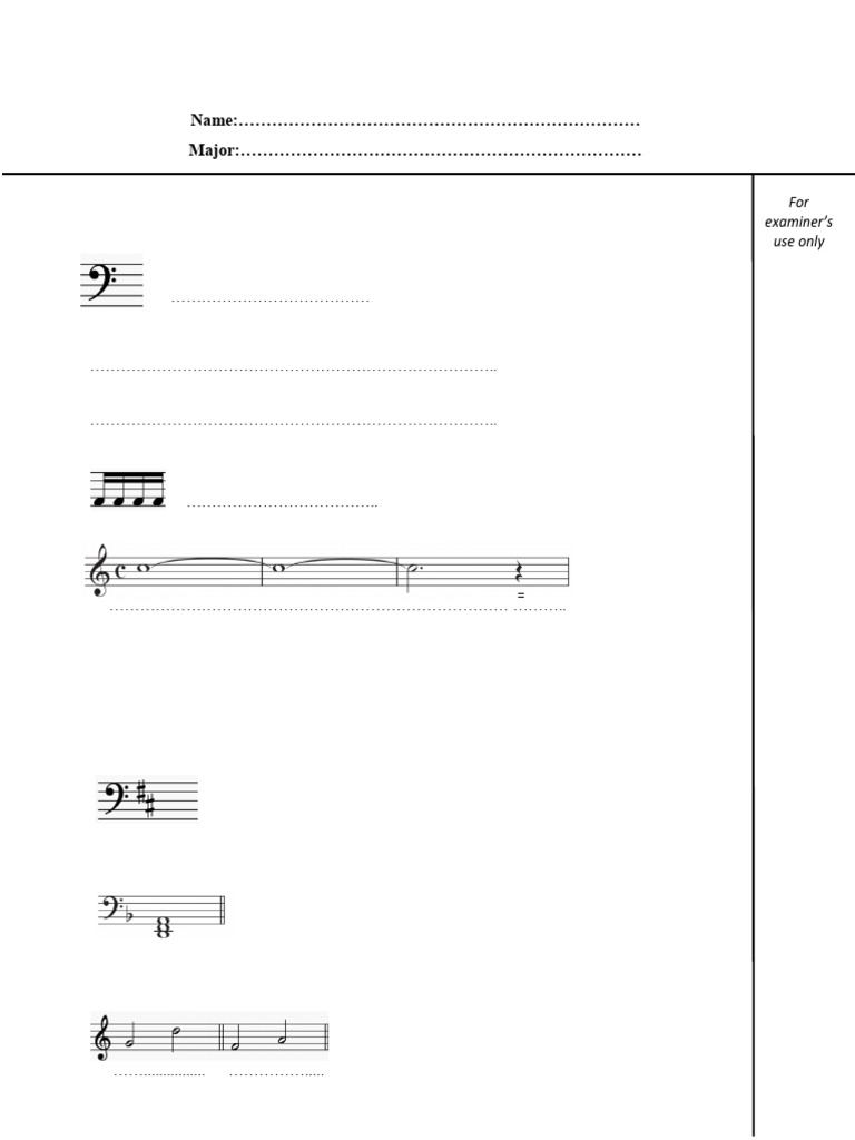 Music Theory Test Paper I (Grade 2 & Grade 3) | PDF