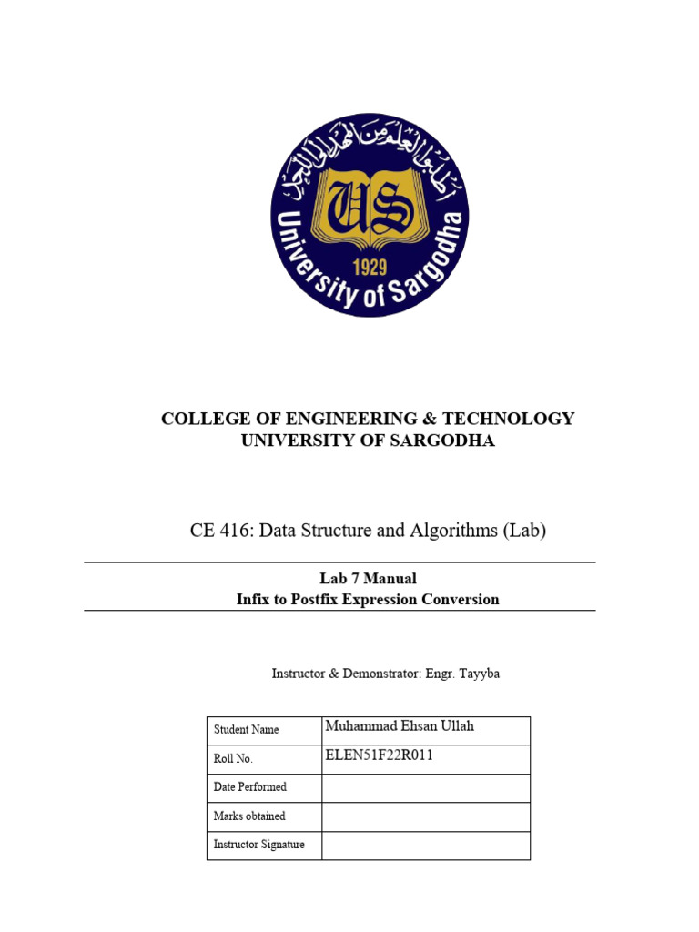 Dsa Lab 07 Ehsannn | PDF | Software Engineering | Computer Programming