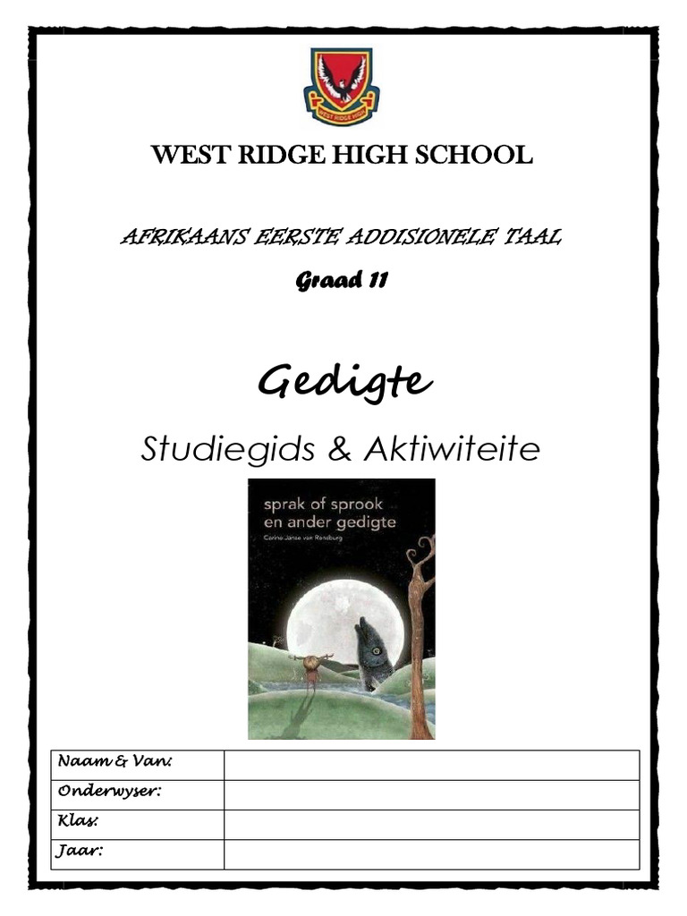 Gr11 Gedigte Studiegids | PDF