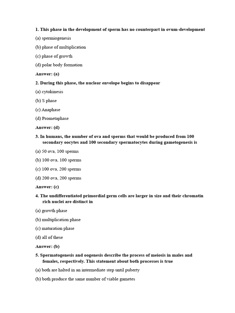 Embryology MCQs 2 | PDF