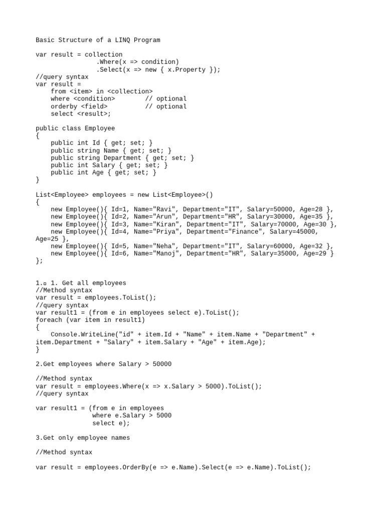 Linq | PDF | Language Integrated Query | Computer Programming