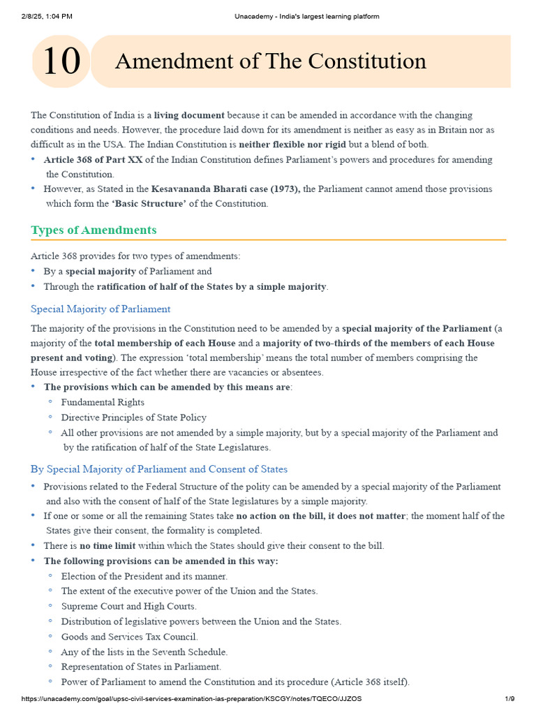 10 Amendment of the Constitution | PDF | Constitutional Amendment | Bill (Law)