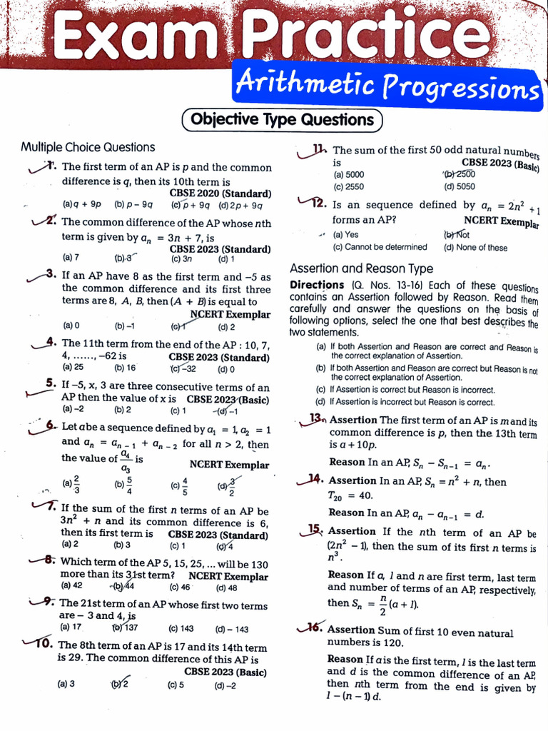 X-Arithmetic Progressions (Practice Questions) | PDF