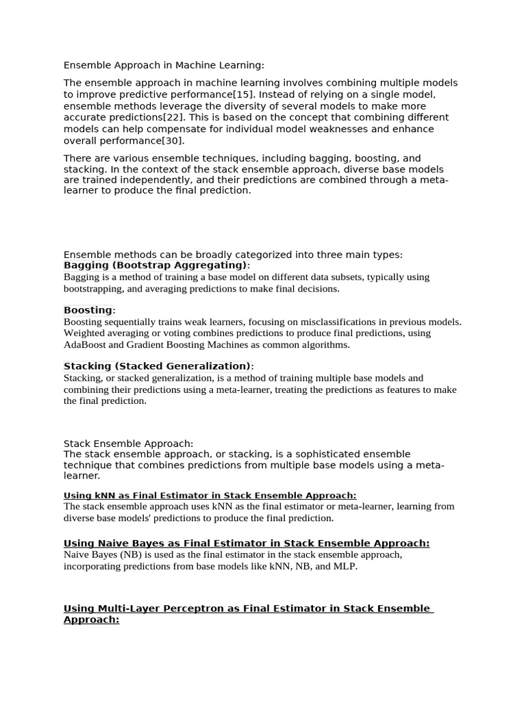Ensemble Approach in Machine Learning | PDF | Statistical Classification | Machine Learning
