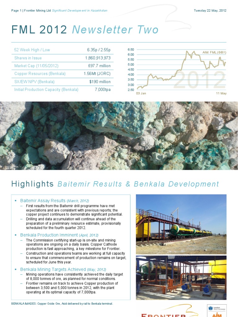 Frontier Mining News Letter - 2 | PDF | Mining | Copper