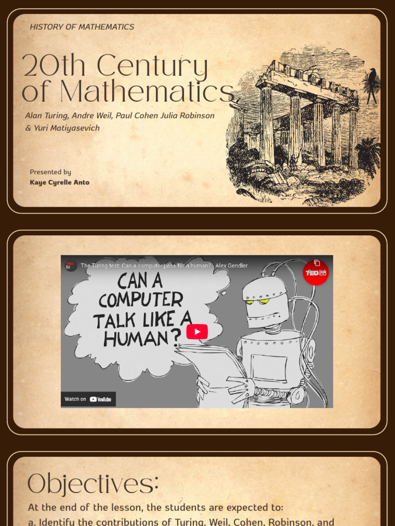 20th Century Mathematicians' Contributions | PDF | Alan Turing ...