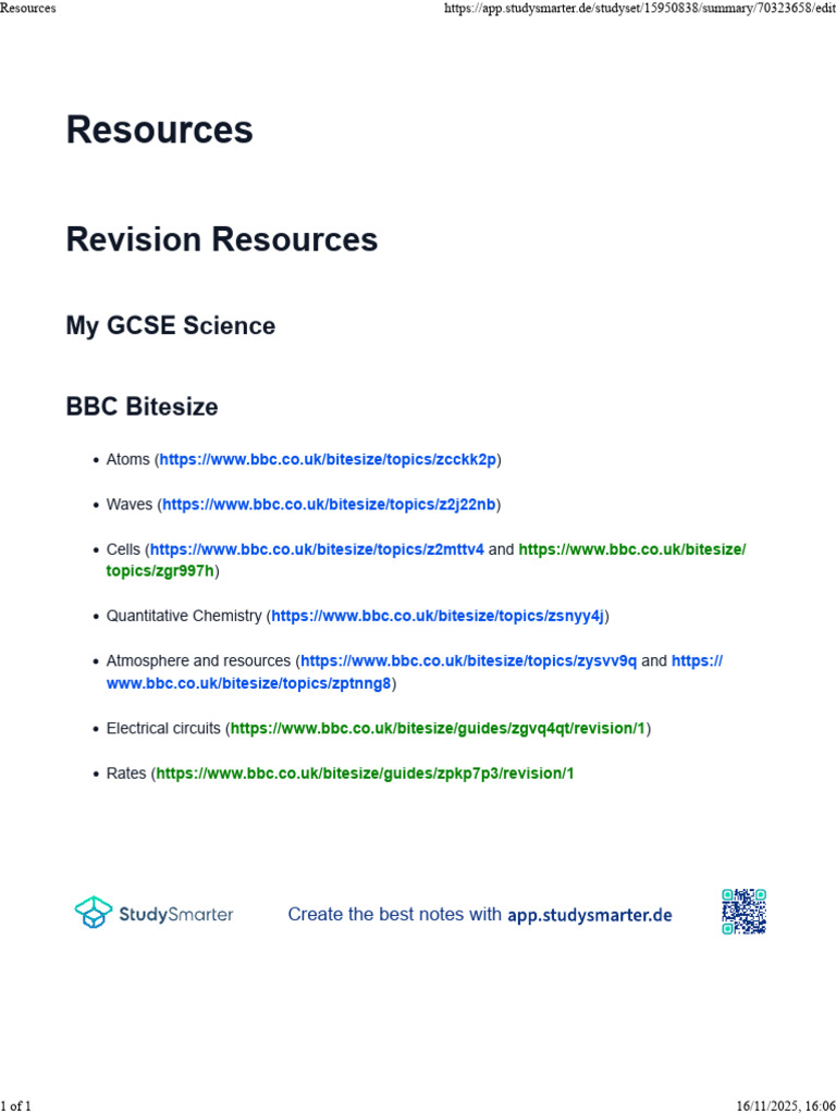 Essential GCSE Science Revision Resources | PDF