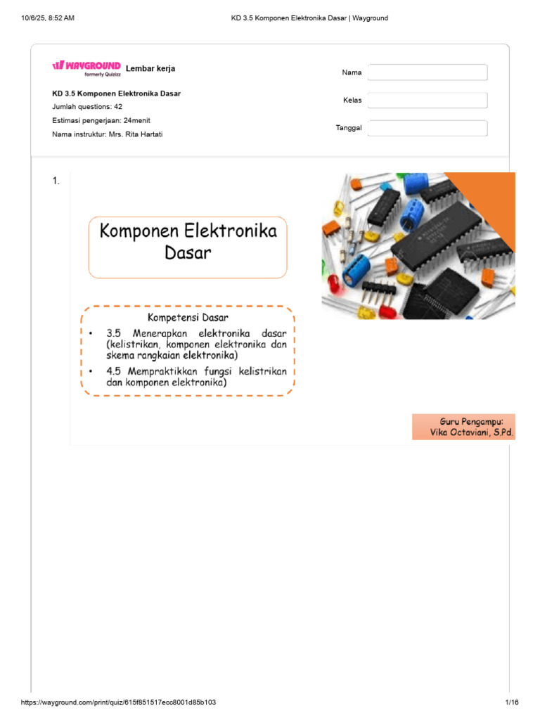 Komponen Elektronika Dasar | PDF