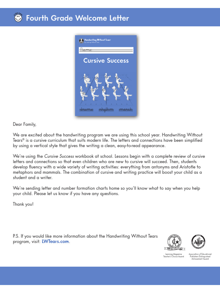 Welcome Letter - 4th Grade | PDF | Writing