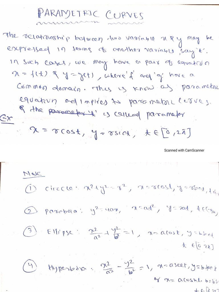 Parametric Curves 6801456 | PDF