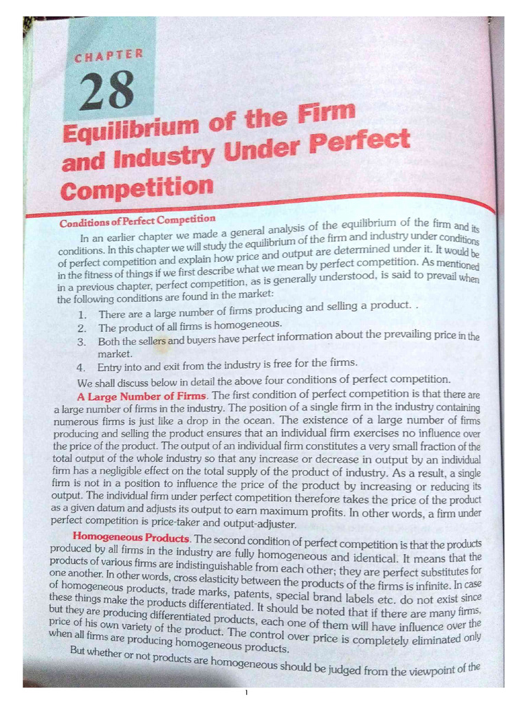 Perfect Competition Market Equilibrium. | PDF